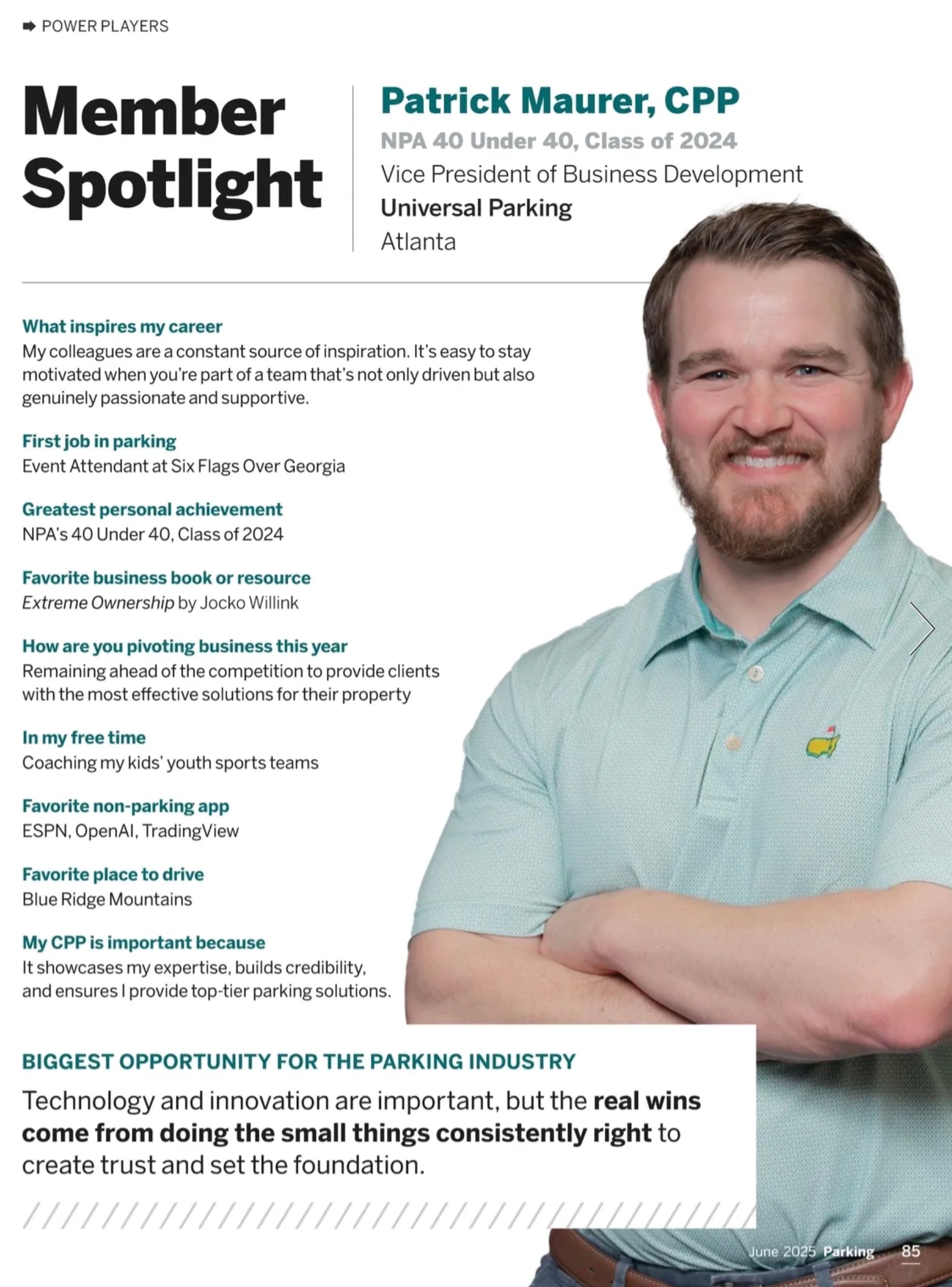 Universal Parking's Patrick Maurer featured in the June 2025 issue of ...